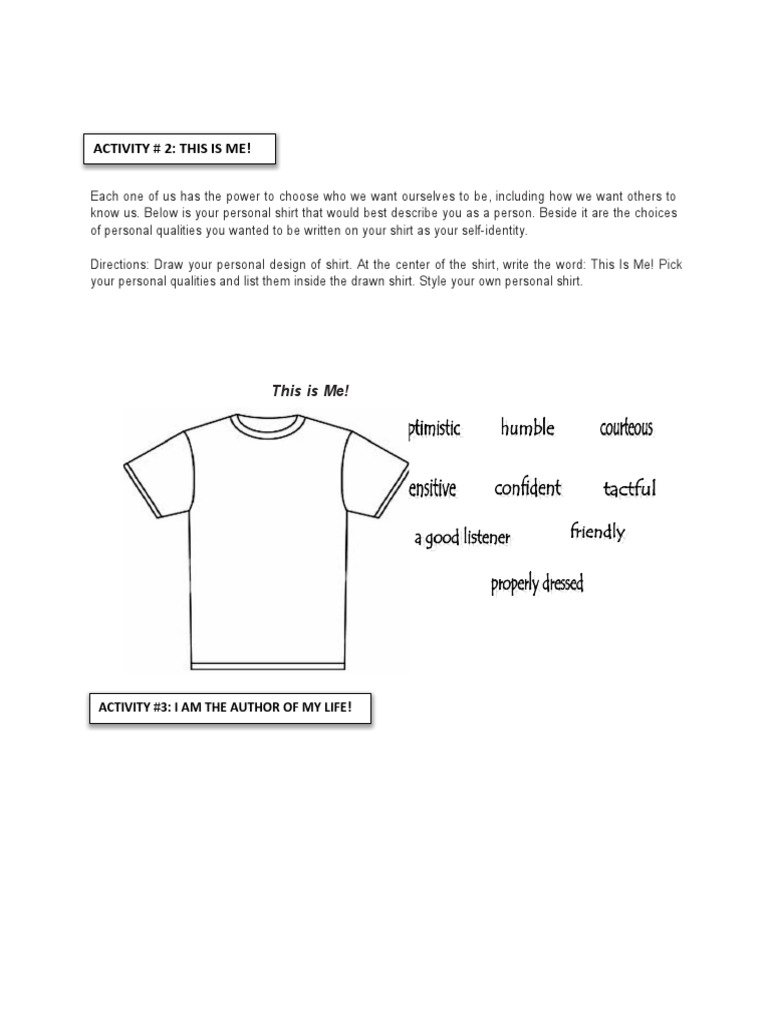 Lesson 1 Activity 2 This Is Me! | PDF