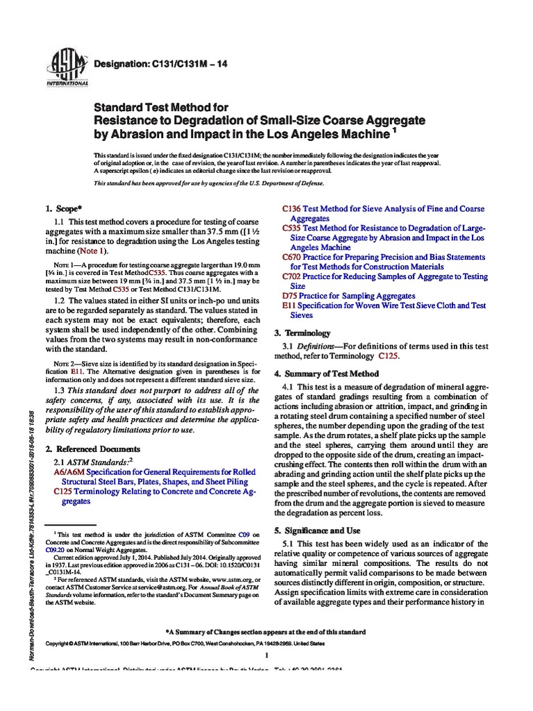 Astm c131 c131m 14 | PDF