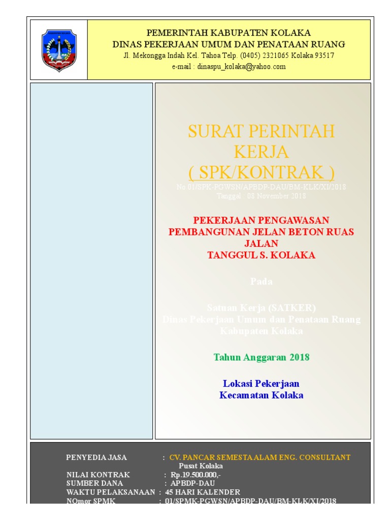 Master SPK, SPMK, Sched & Mekanisme PL Pengawasan 2018 | PDF