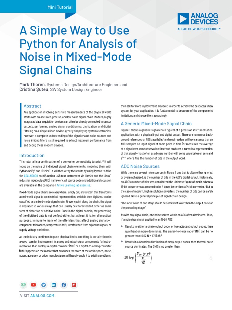 Use Python For Analysis of Noise | PDF | Analog To Digital Converter | Root Mean Square