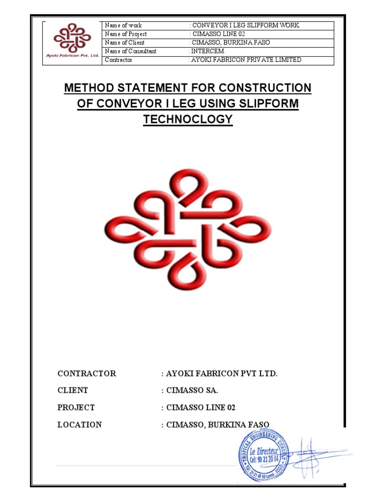 Method Statement For Construction of Slipform Technoclogy | PDF ...