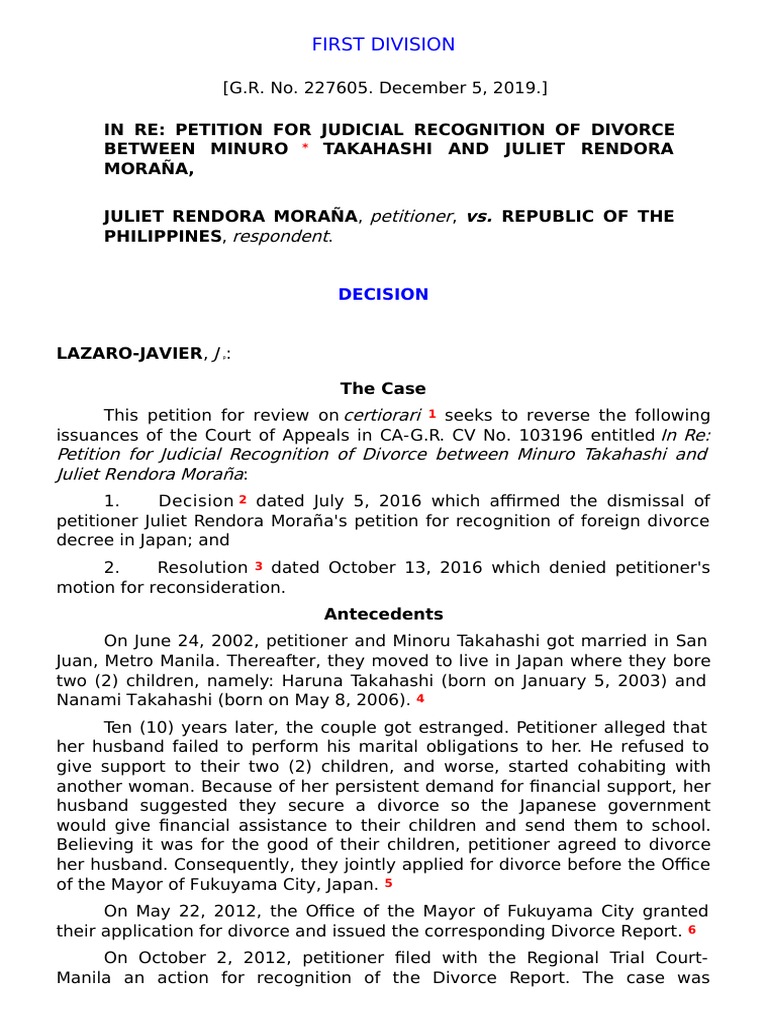 An Analysis of a Petition Seeking Recognition of a Divorce Decree ...
