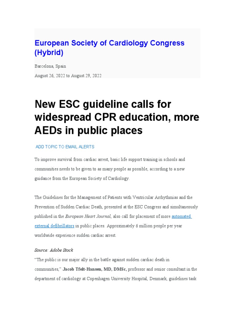European Society of Cardiology Congress - Augast.2022 | PDF ...