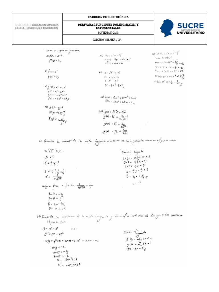 Derivadas Funciones Polinomiales y Exponenciales | PDF