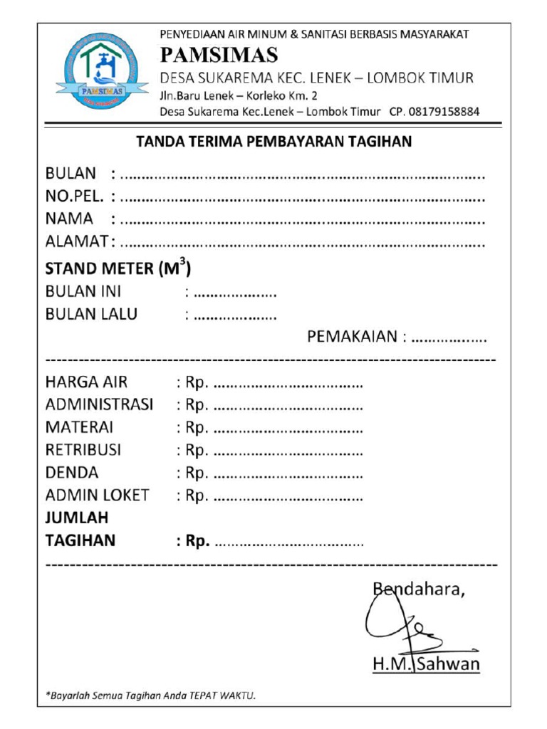 Struk PAMSIMAS | PDF