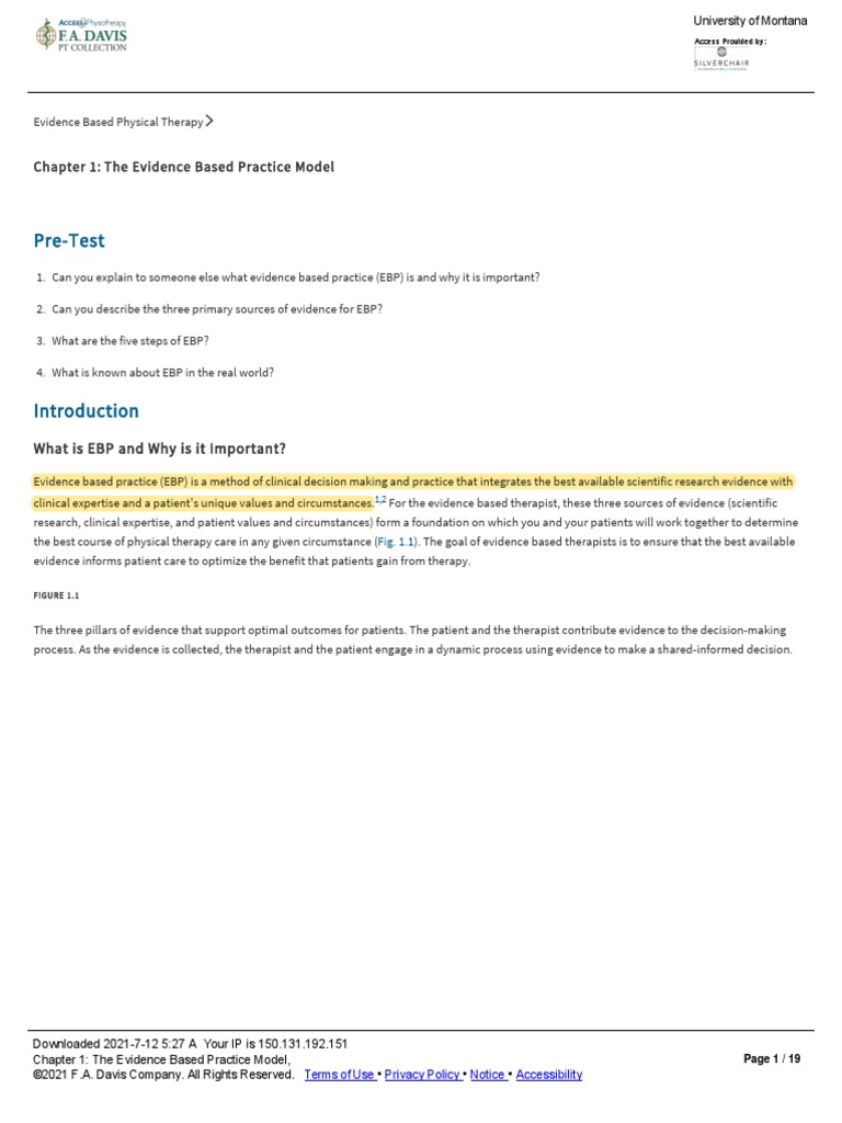 Lesson 1 The Evidence Based Practice Model | PDF | Evidence Based ...