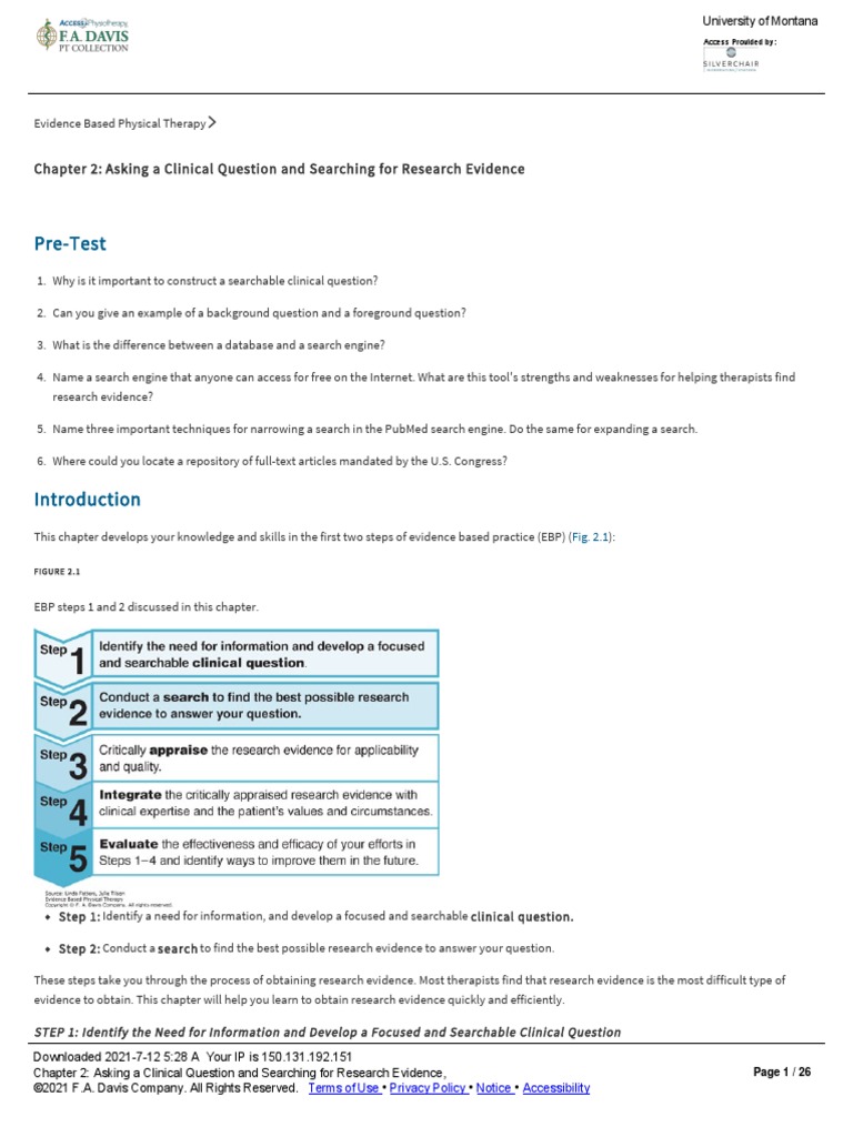 Lesson 2 Asking A Clinical Question and Searching For Research Evidence ...