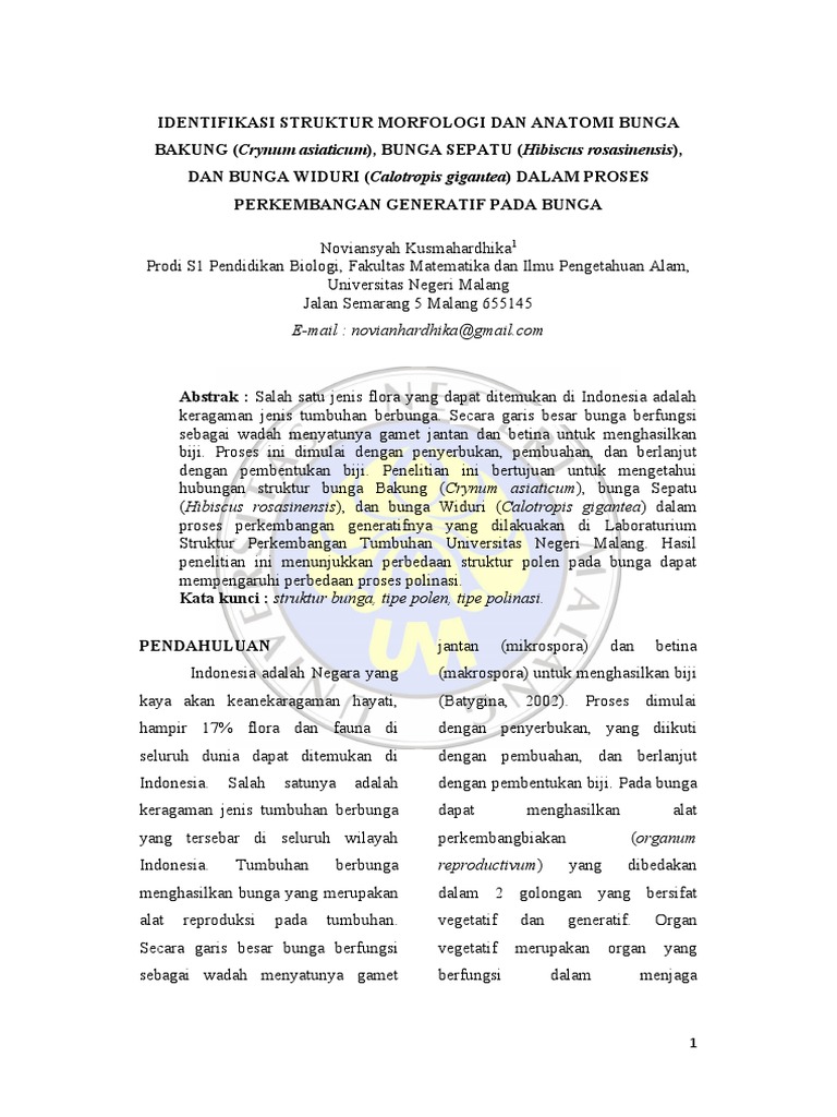 Struktur Morfologi Bunga Teri | PDF