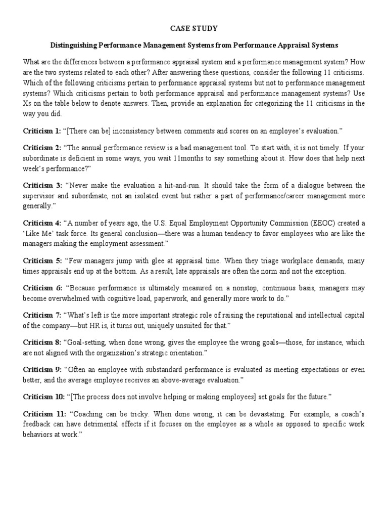 Case Study-Chapter 2 | PDF | Performance Appraisal | Employment