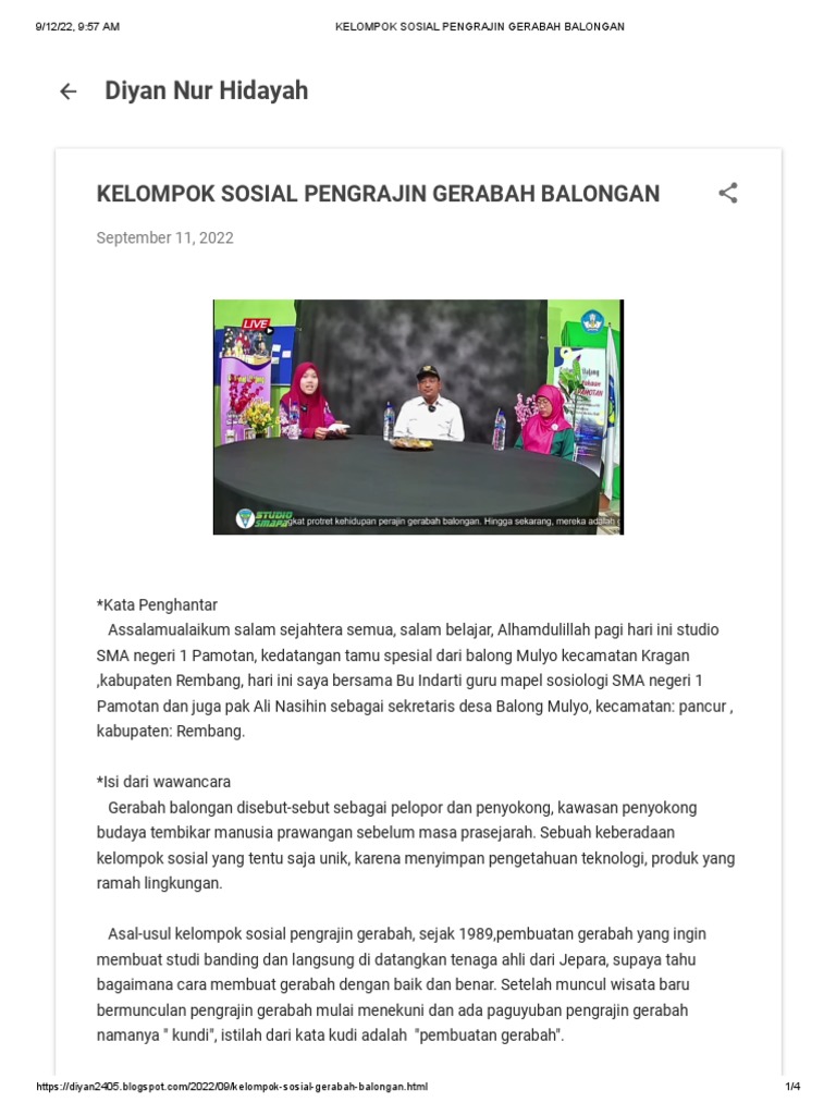 Diyan Nur Hidayah-Xi Ips 2-Kelompok Sosial Pengrajin Gerabah Balongan | PDF