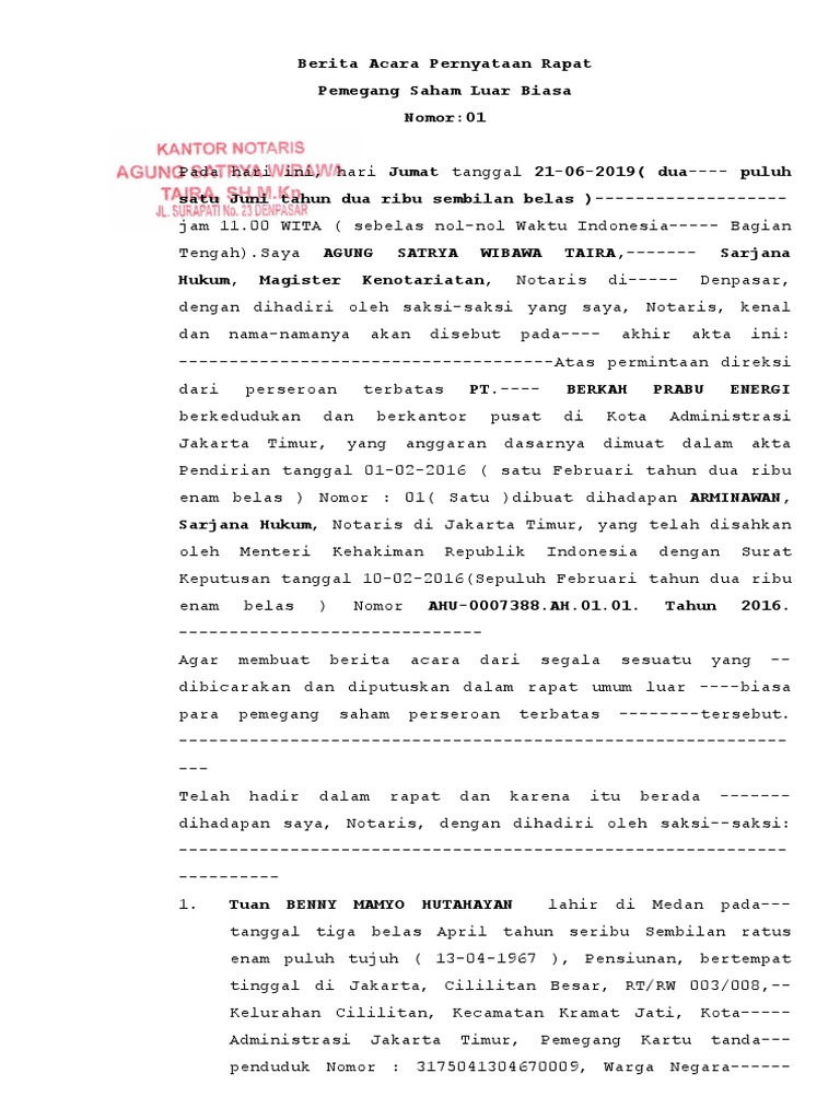 Contoh Akta Relaas | PDF