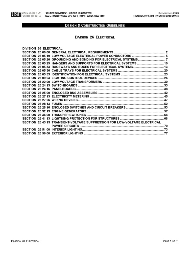 Division 26 Electrical Guidelines | PDF | Electrical Wiring ...