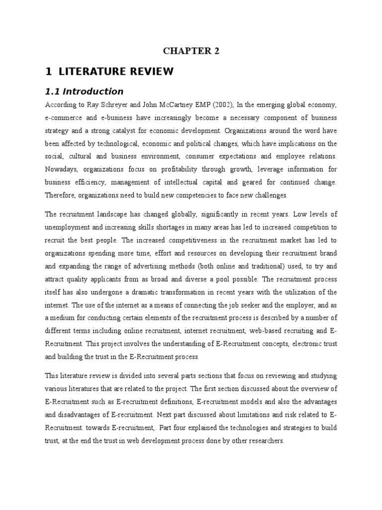 Chapter 2 Literature Review | PDF | Recruitment | Employment
