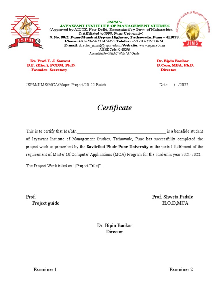 College Letterhead Certificate Format | PDF