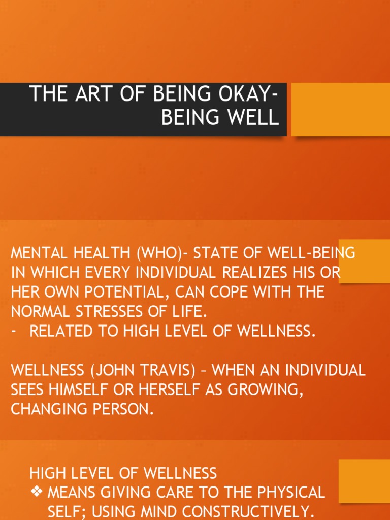 The Art of Being Okay-Being Well | PDF | Mood (Psychology) | Mental Health