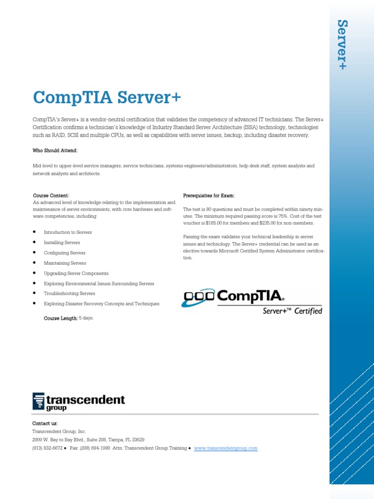 CompTIA Server Plus | PDF | Comp Tia | Digital Technology