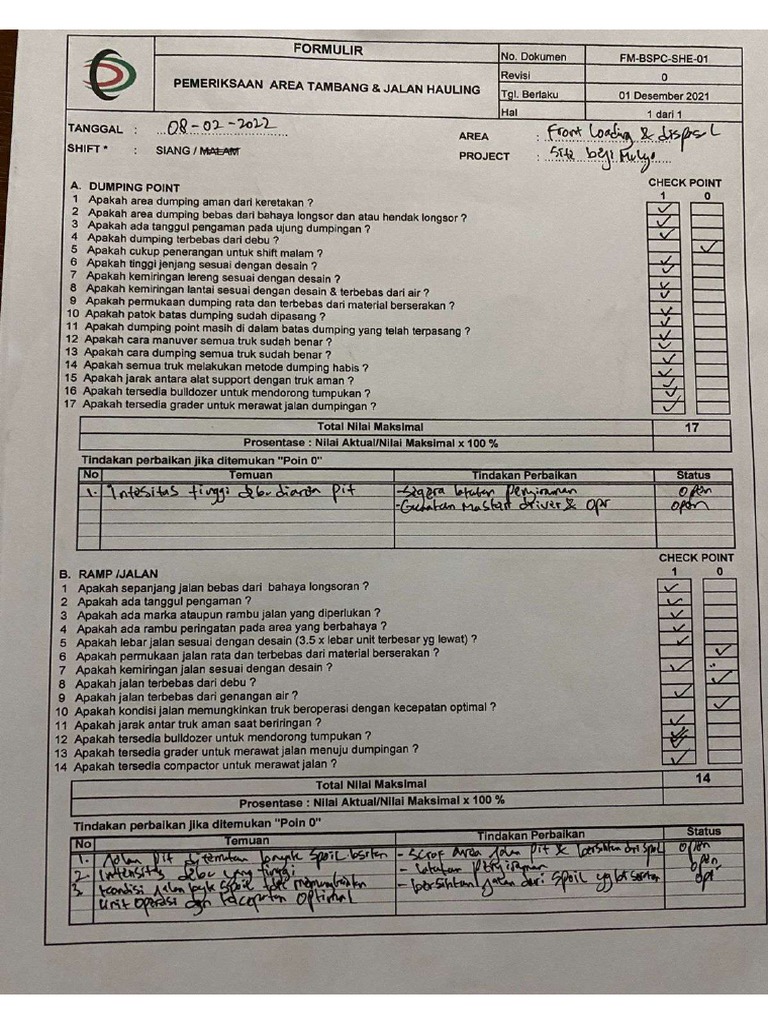 Form Inspeksi | PDF