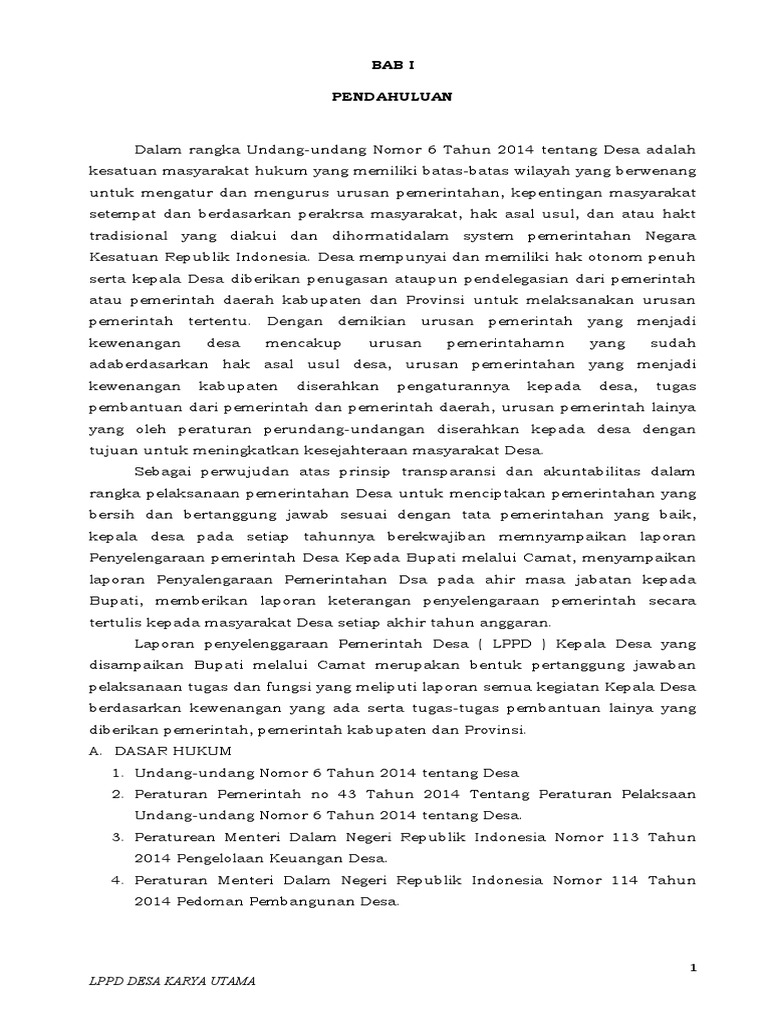 LPPD Desa Karya Utama | PDF