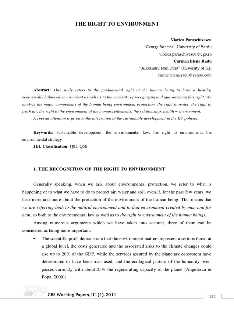 Right to Environment & Sustainability | PDF | Sustainability ...