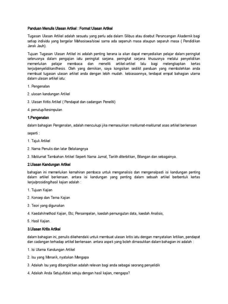 Panduan Menulis Ulasan Artikel | PDF