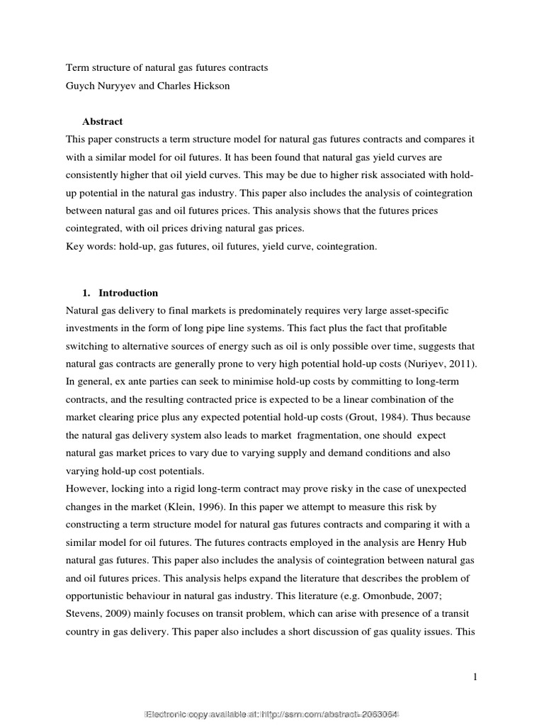 Term Structure of Natural Gas Futures Contracts | PDF | West Texas ...