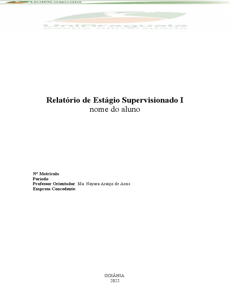 Modelo De Relatório Final N2 Pdf