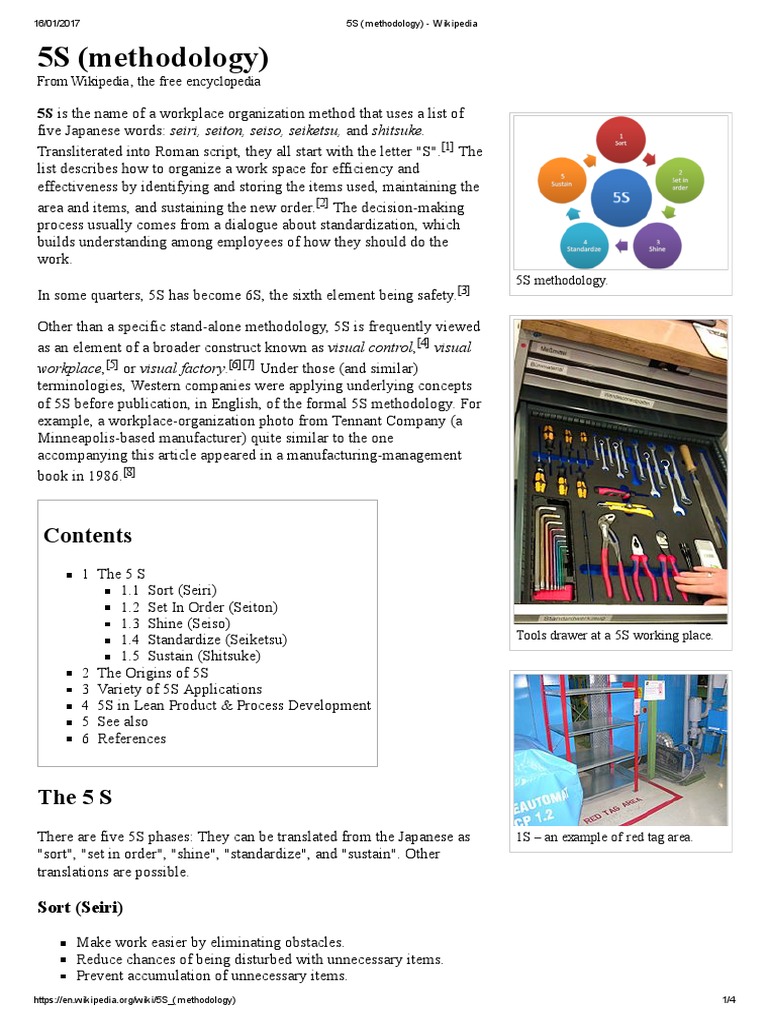 5S (Methodology) - Wikipedia | PDF | Production And Manufacturing | Business Process