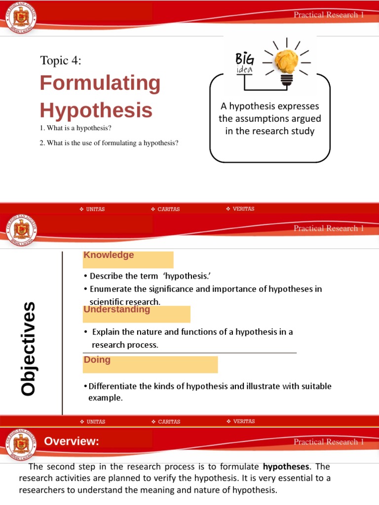 Wk4 Formulating Hypothesis | PDF | Hypothesis | Null Hypothesis