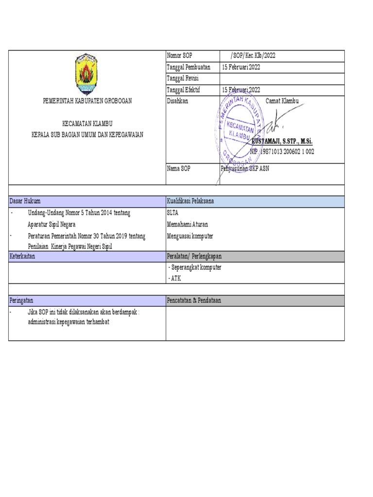SOP Penyusunan SKP | PDF