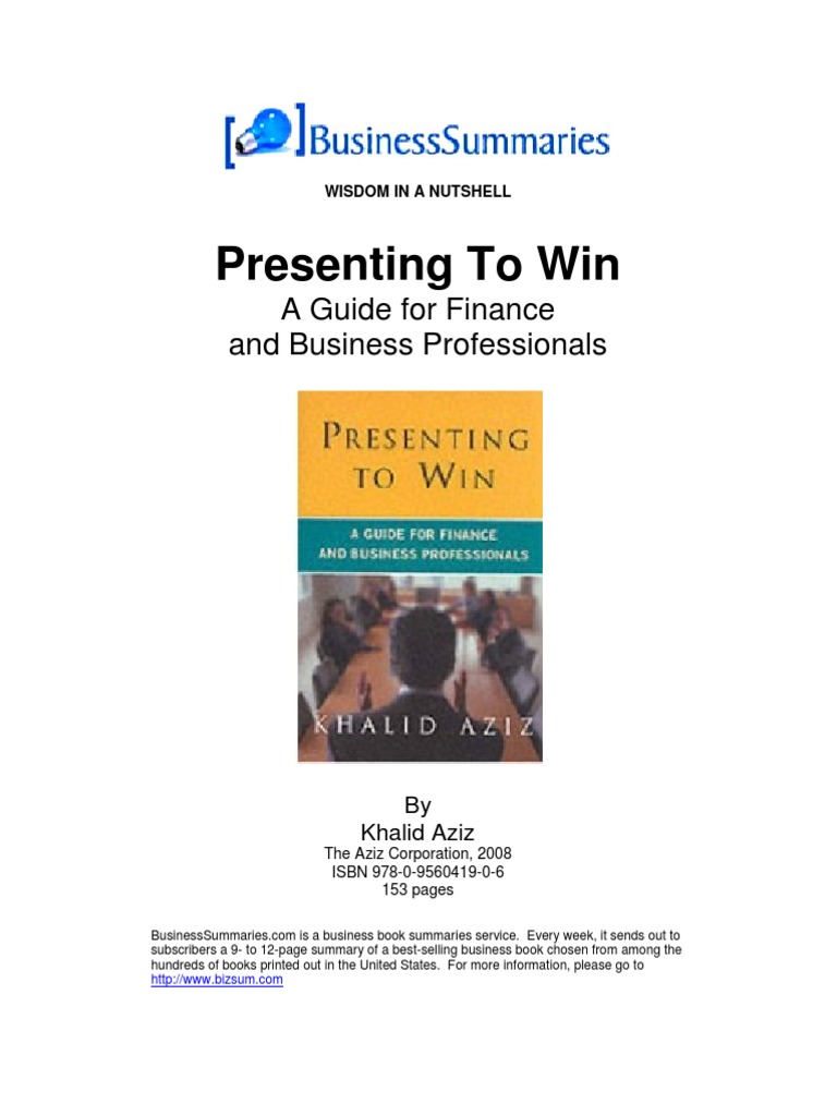 Presenting To Win: A Guide For Finance and Business Professionals | PDF ...