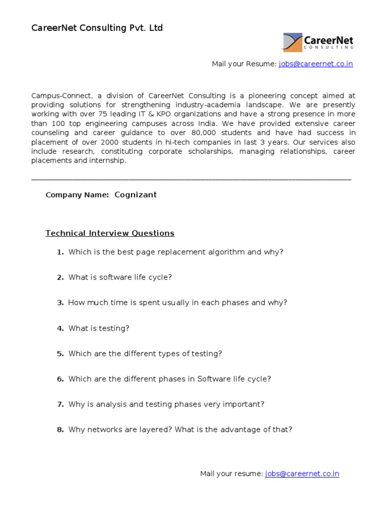 Cognizant Technical Interview Questions | PDF