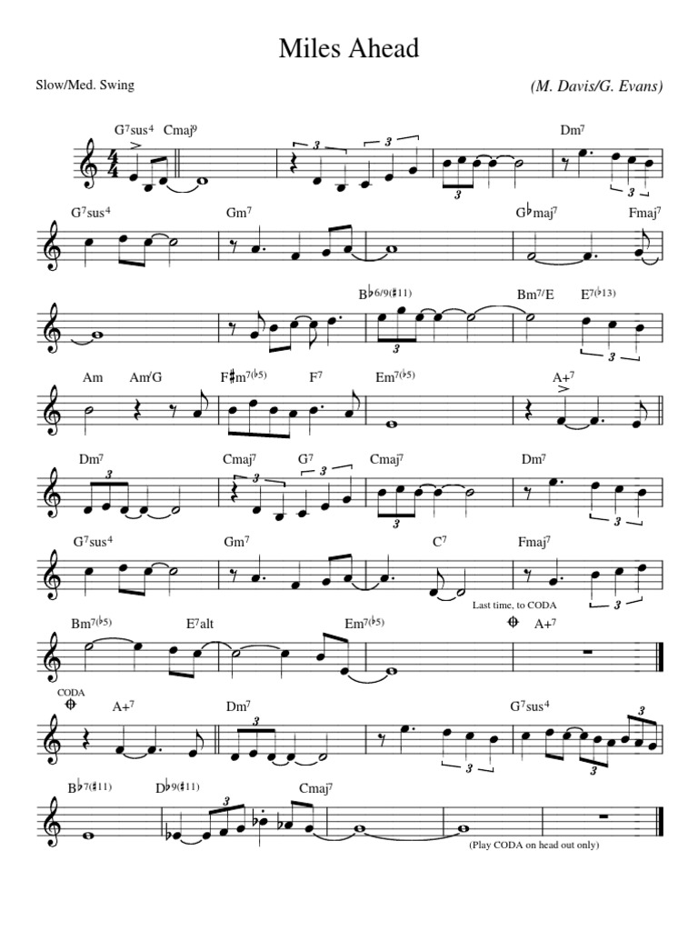 Miles Ahead Lead Sheet Transcription | PDF