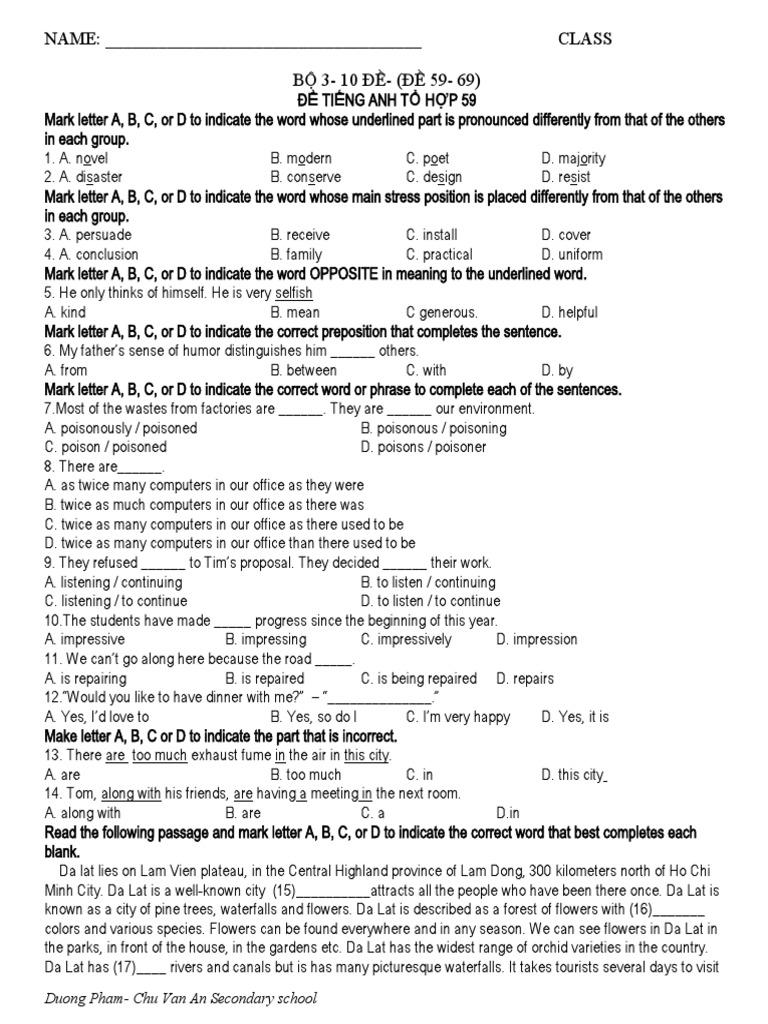 English Language Practice Tests 59-60 | PDF | Body Language | English ...