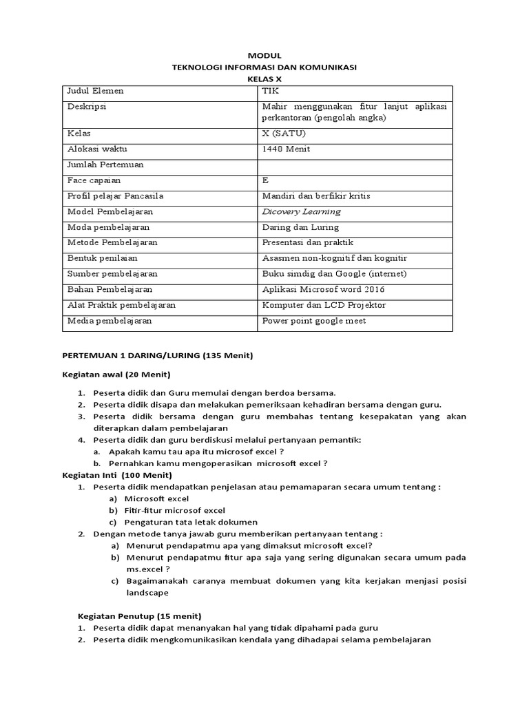 Modul 3 Aplikasi Pengolah Angka | PDF