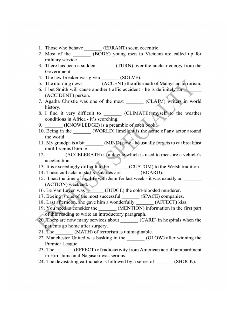 (English Specialty) Advanced Word Formation | PDF