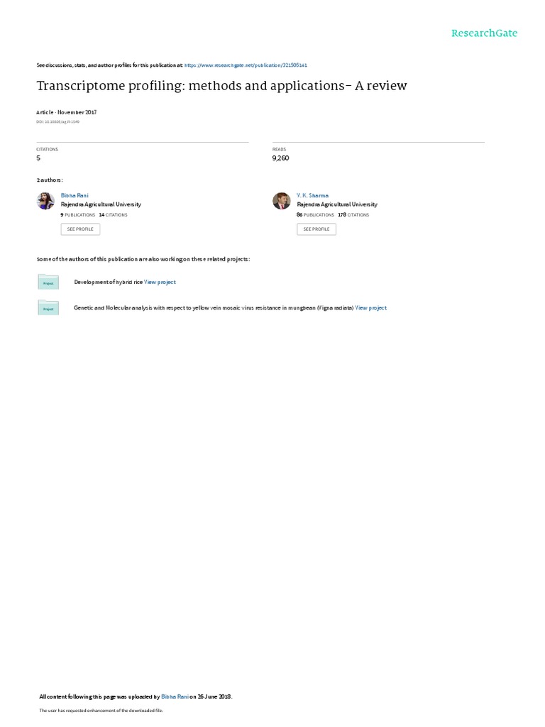 Transcriptome Profiling Methods and Applications | PDF | Complementary ...