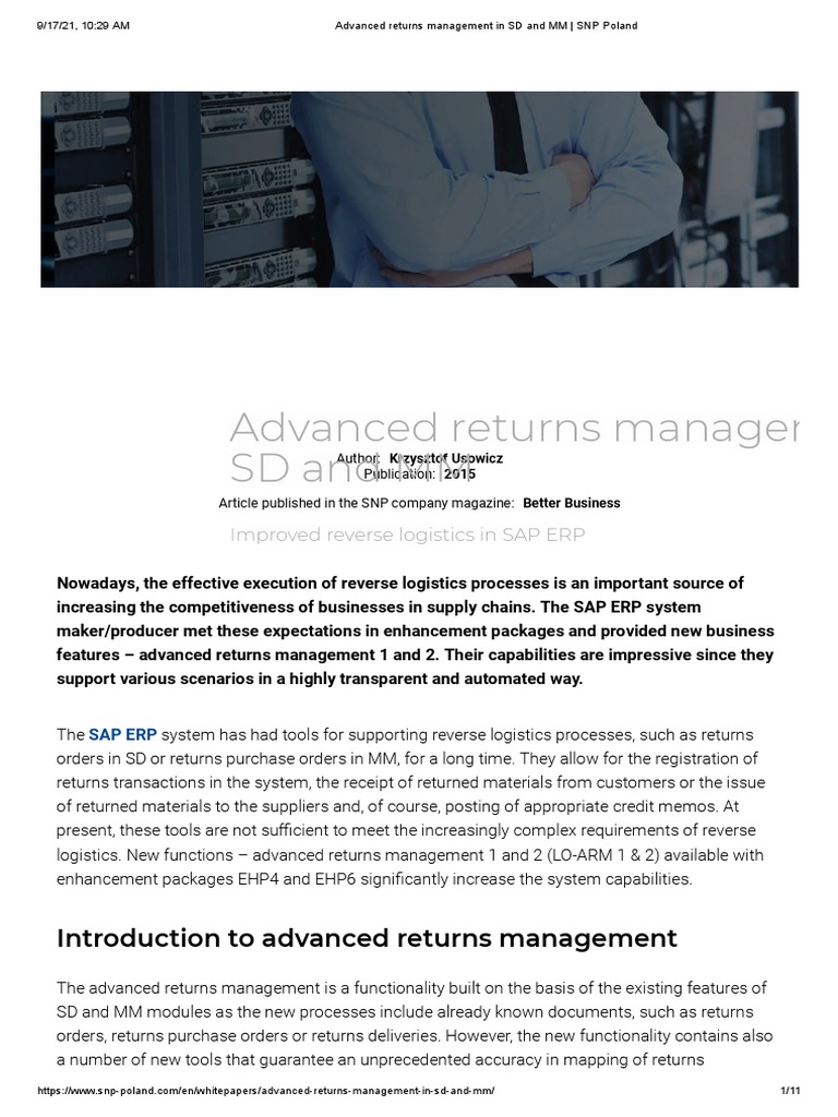 Advanced Returns Management in SAP | PDF | Logistics | Receipt