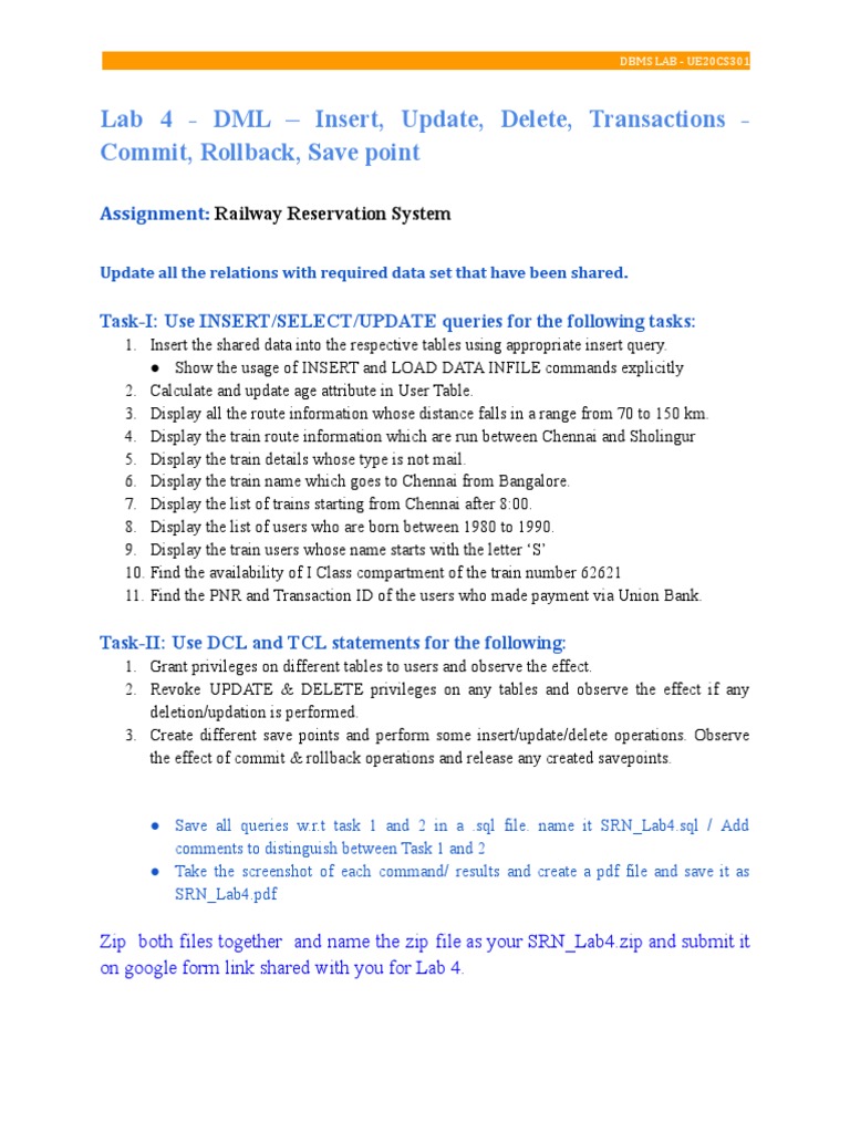 Lab 4 - DML - Assignment - Solutions | PDF
