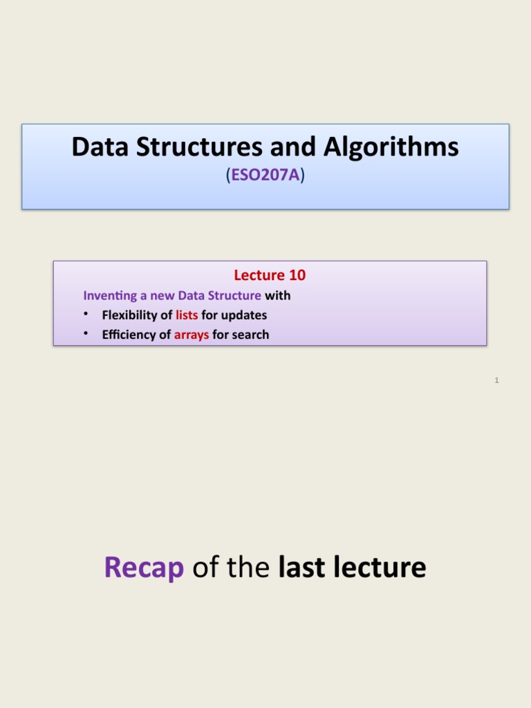 Lecture 10 ESO207 InventingBinarySearchTrees | PDF | Theoretical ...