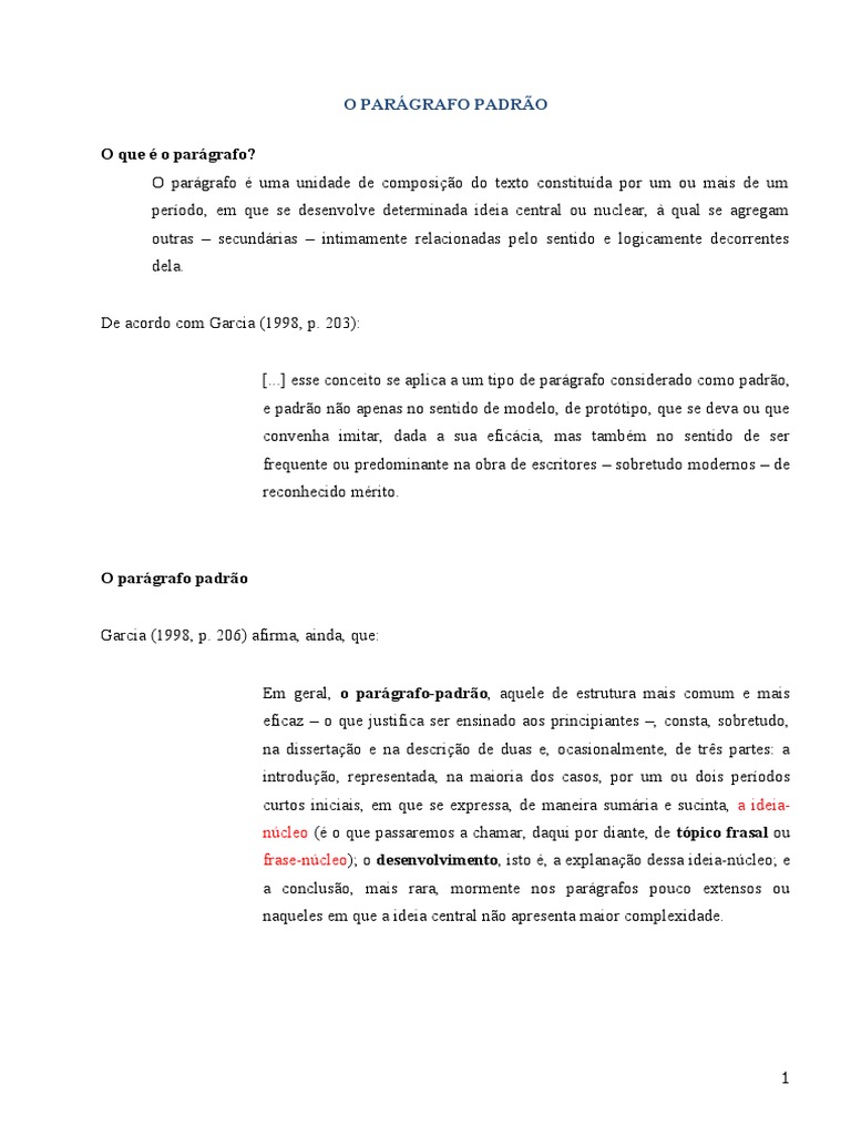 A estrutura do parágrafo padrão | PDF | Parágrafo