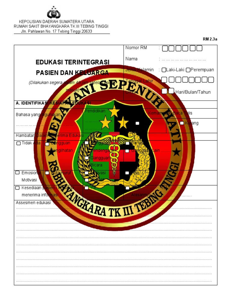 RM 2.3a EDUKASI TERINTEGRASI PASIEN DAN KELUARGA (Fix) Dipakai | PDF