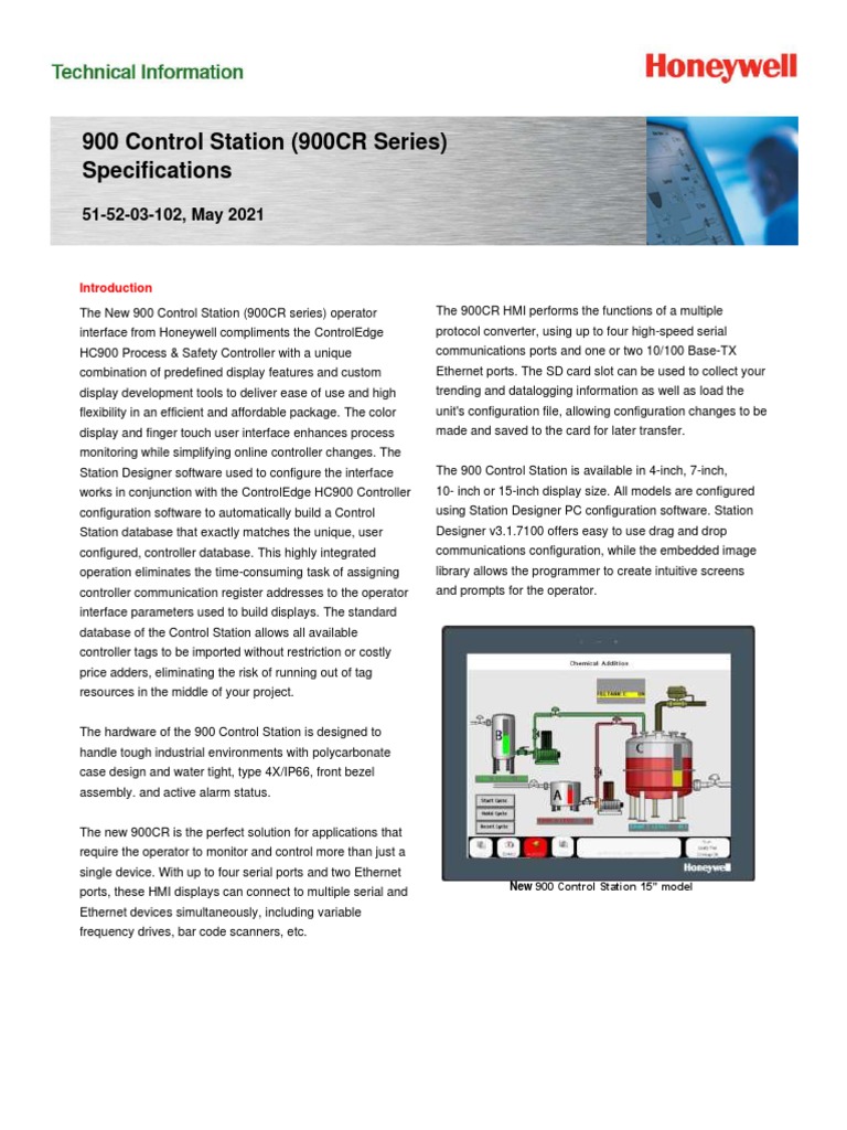 900 Control Station (900CR Series) Specifications | PDF | File Transfer ...