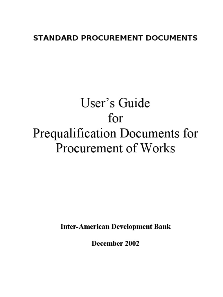 Guide To Pre Qualification Documents | PDF | Inter American Development ...