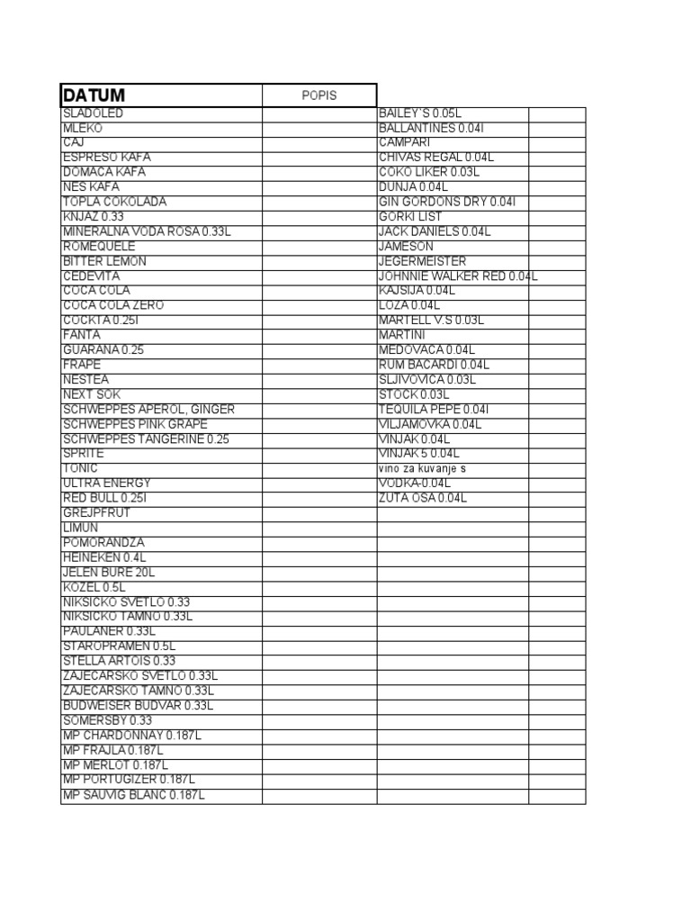 Lista Za Popis | PDF