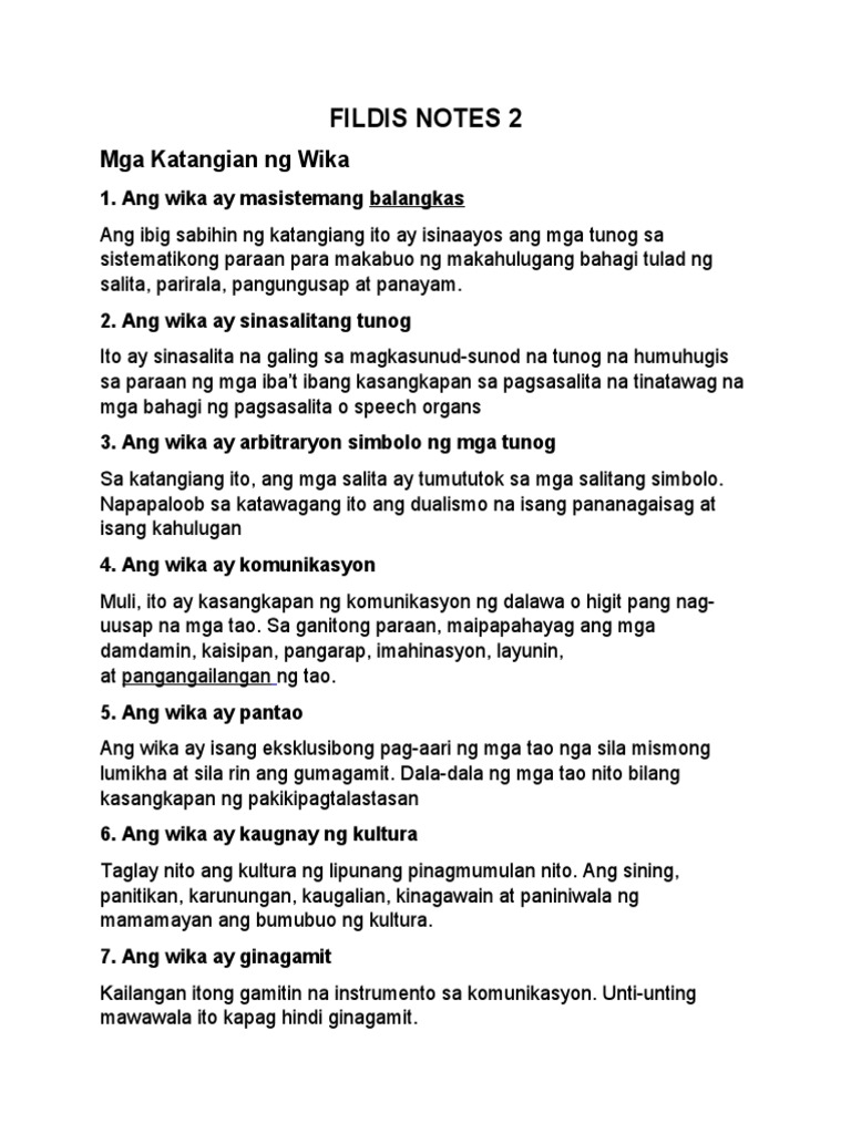 Fildis Notes 2 | PDF