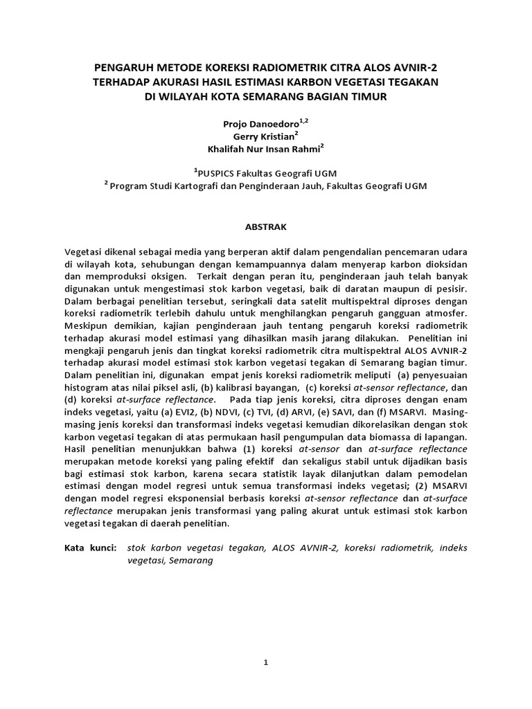 Pengaruh Metode Koreksi Radiometrik | PDF