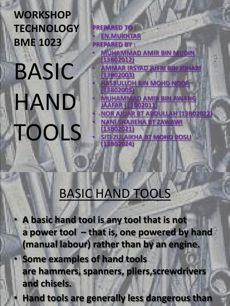 Basic Hand Tools | PDF | Screw | Crafts