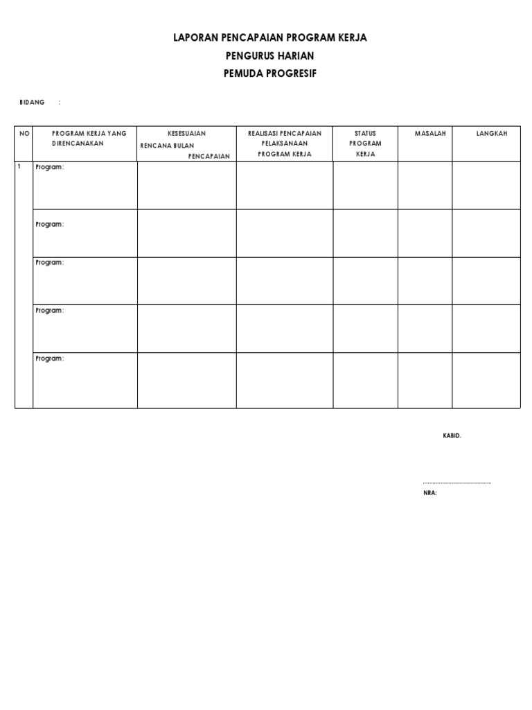 Tabel Capaian Program Kerja | PDF