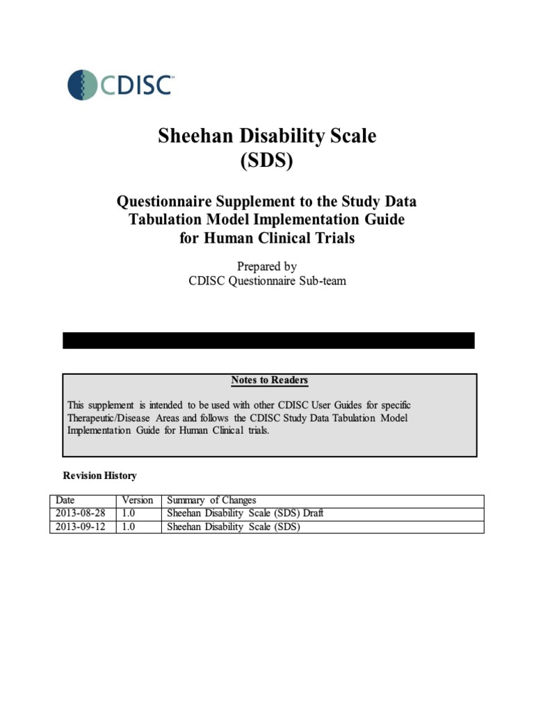 Sheehan Disability Scale (SDS) | PDF | Standard Deviation | Copyright