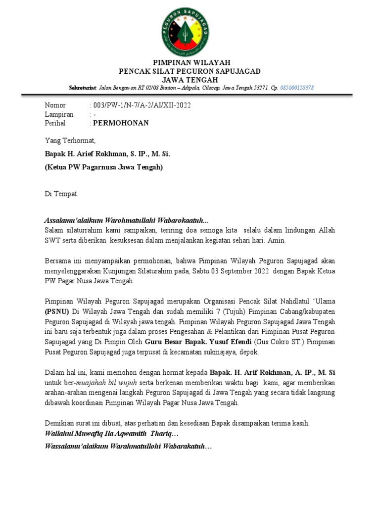 Surat Tembusan PW.2022 | PDF